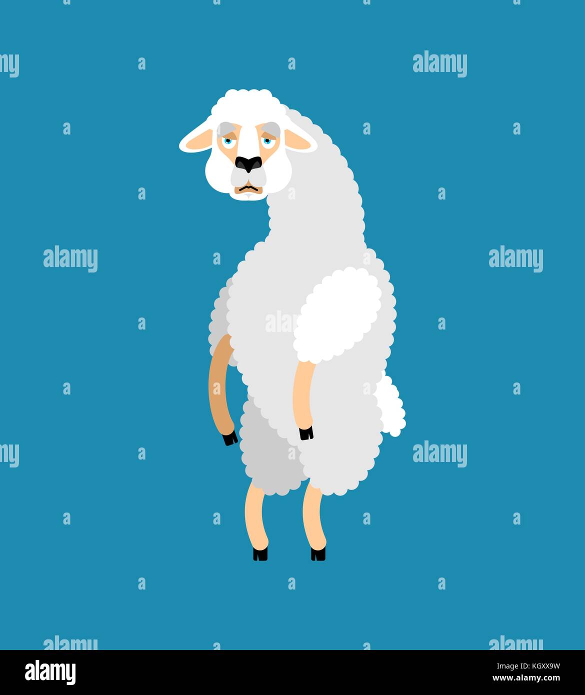 Lama Alpaca sad. Animal sorrowful emoji. Vector illustration Stock ...