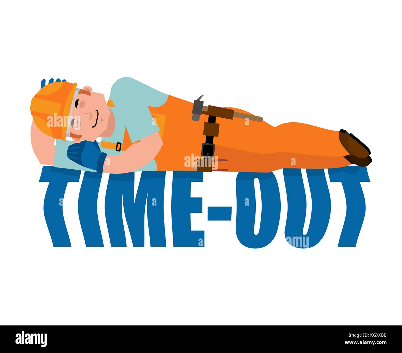 Job Time out. Builder sleeping isolated. Break in working time. Worker ...