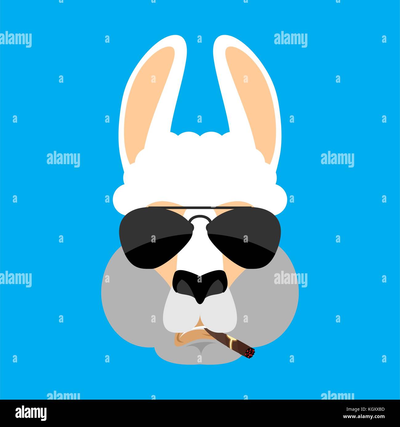 Cool Lama Alpaca serious face avatar. Animal smoking cigar emoji. Beast ...