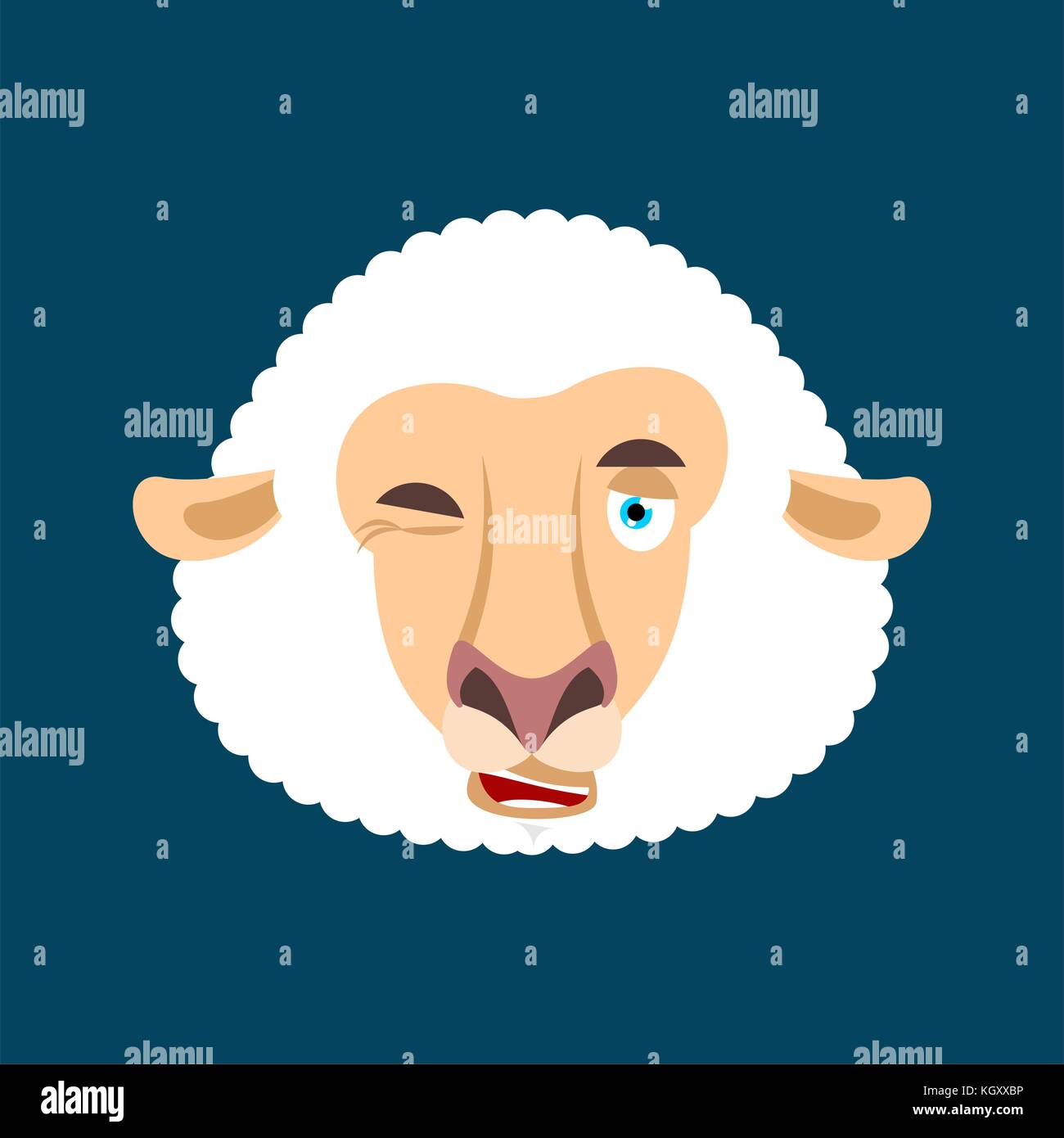 Sheep winking face avatar. Ewe Farm Animal happy emoji. Vector ...
