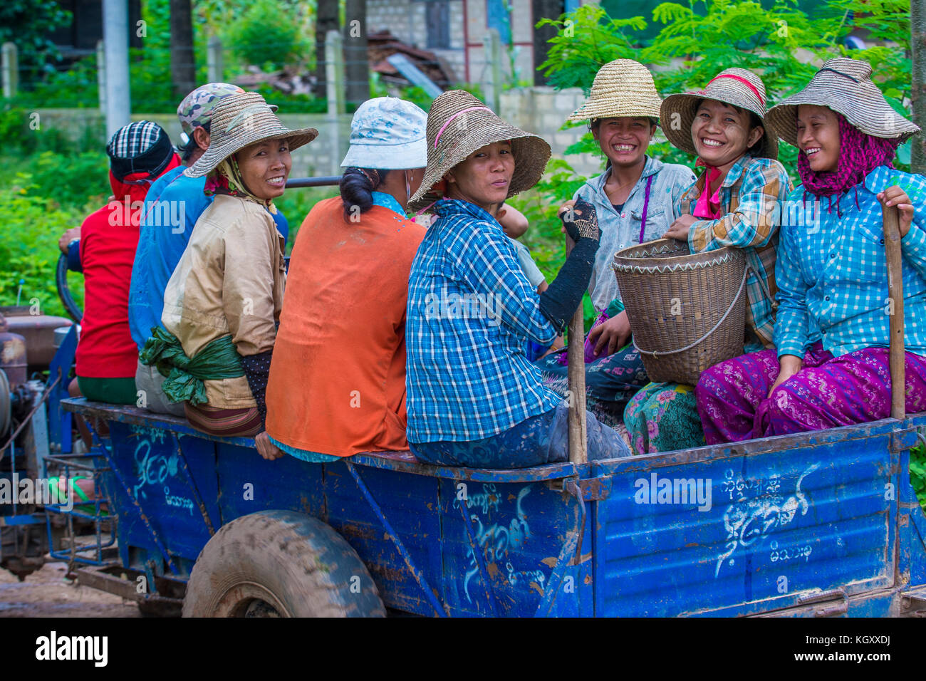 Groupe of Burmese women farm workers in Shan state Myanmar Stock Photo ...