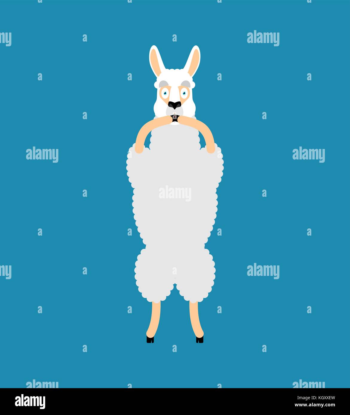 Lama Alpaca scared OMG. Animal Oh my God emoji. Frightened beast ...
