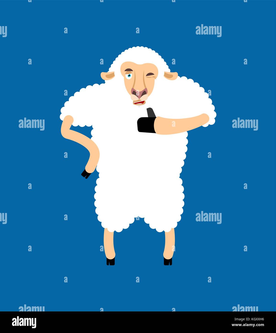 Sheep thumbs up and winks emoji. Ewe happy emoji. Farm animal. Vector ...