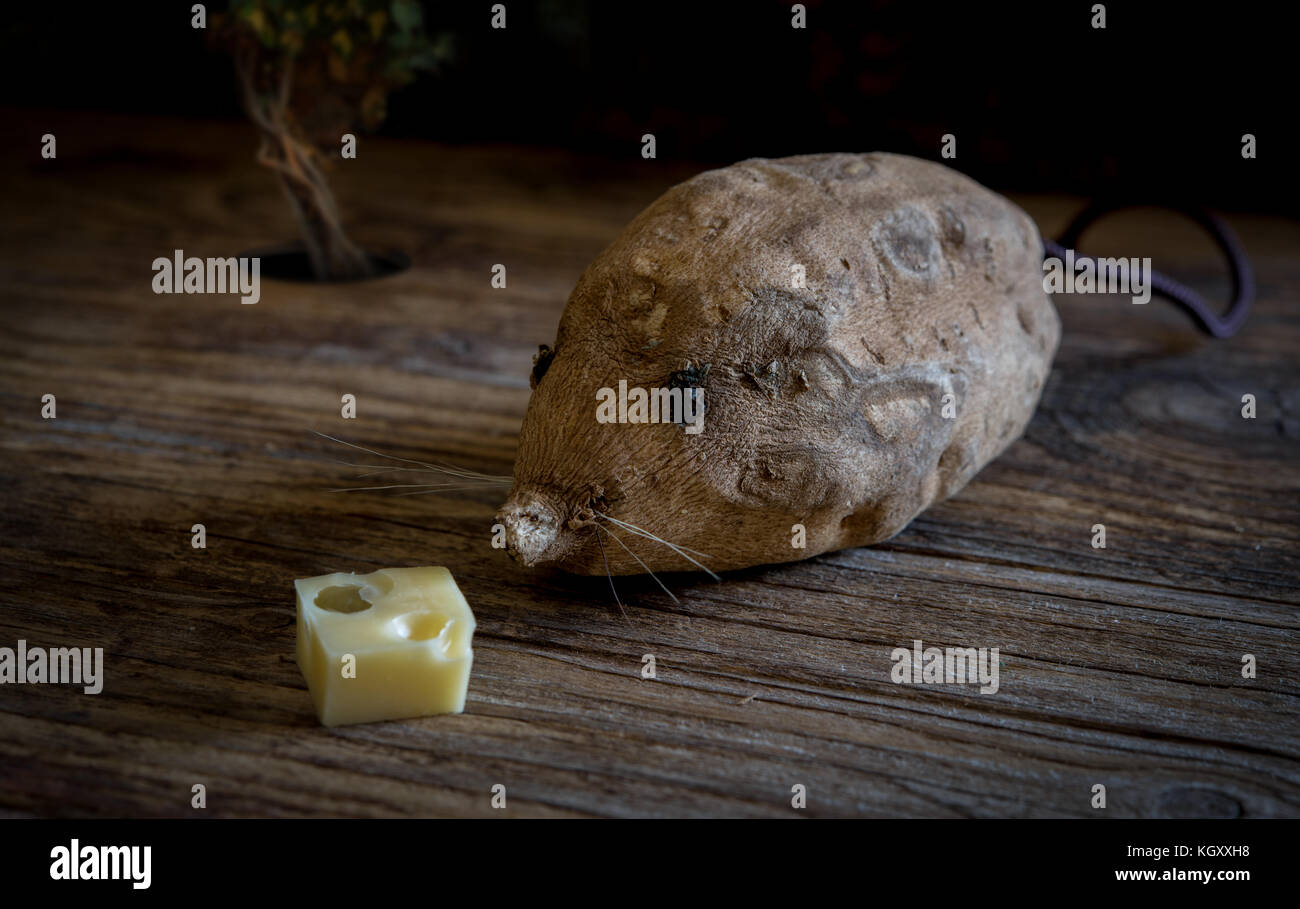 American potato transformed into a mouse and cheese Stock Photo - Alamy