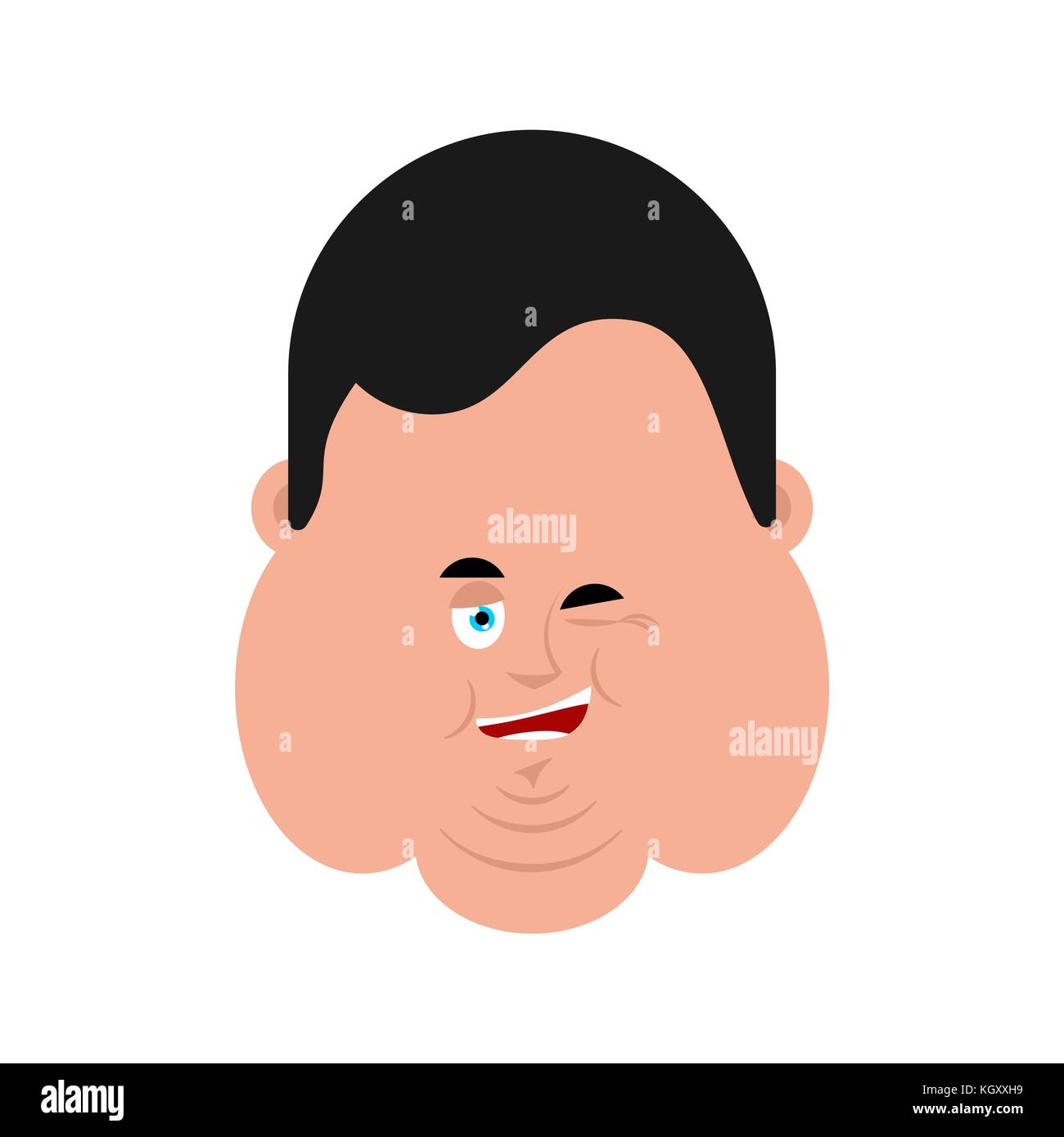 Fat winking face avatar. Stout guy happy emoji. Vector illustration ...