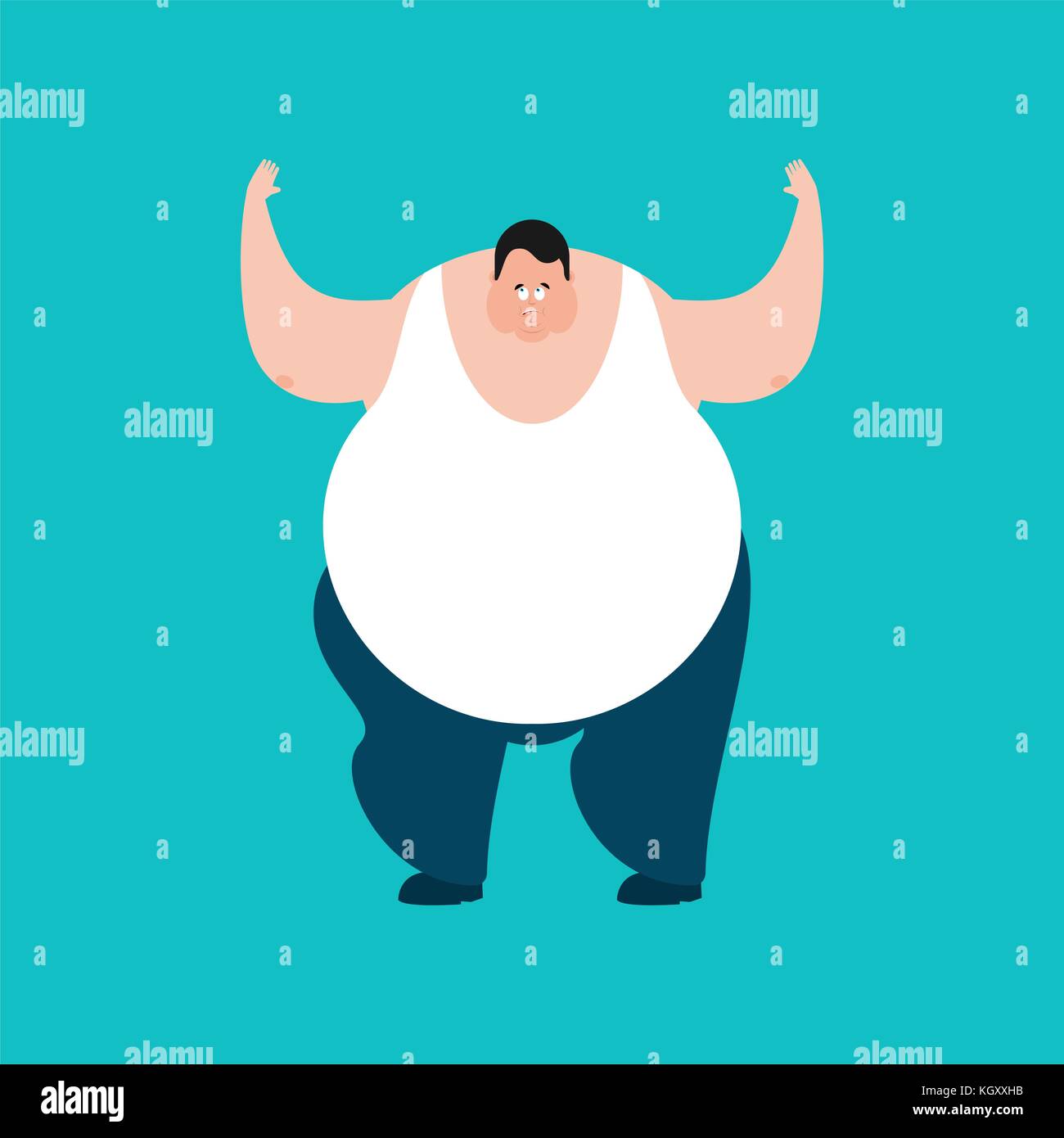 Fat confused emotions. Stout guy is perplexed. Big Man surprise. Vector ...