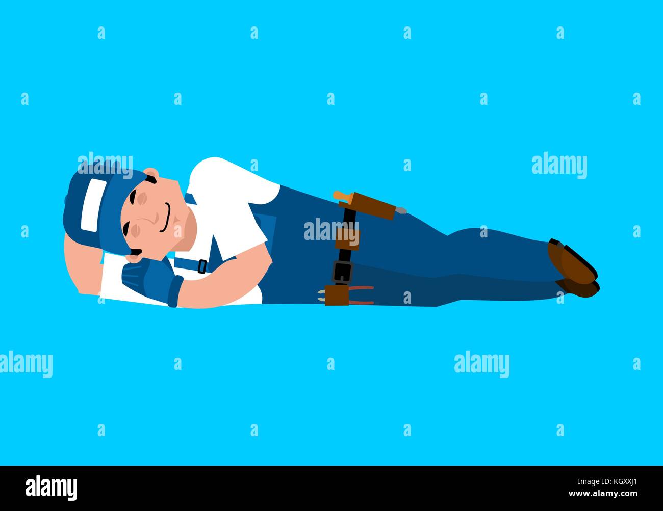 Construction worker relaxation Stock Vector Images - Alamy