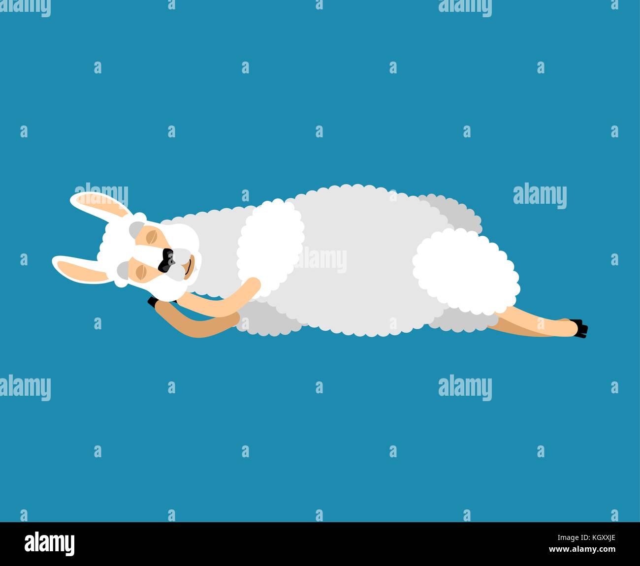 Lama Alpaca sleeping. Animal asleep emoji. Vector illustration Stock ...