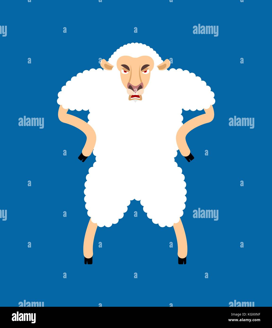 Sheep angry avatar of emotions. Ewe evil emoji. Farm animal aggressive ...