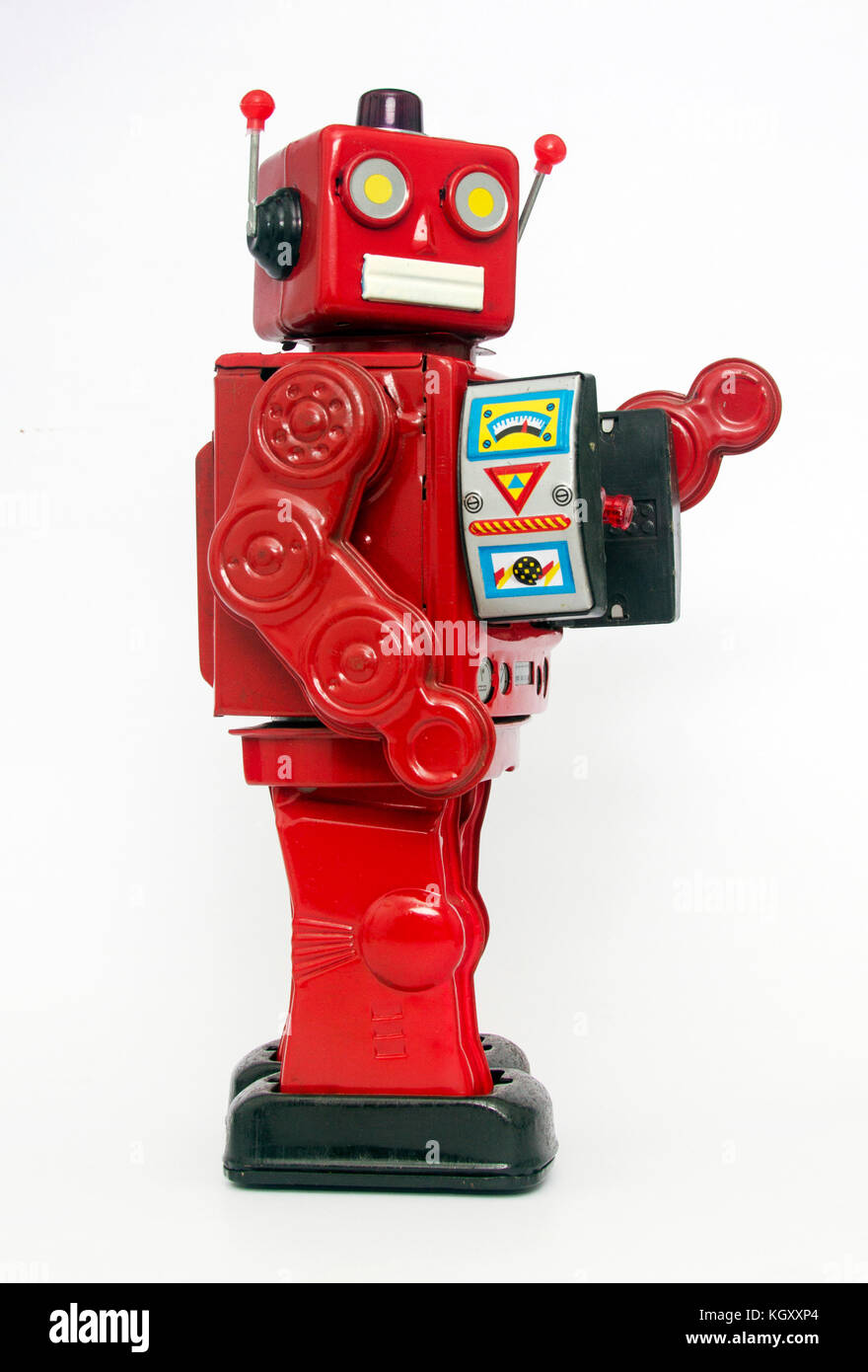 A large metalic robot toy standing Stock Photo - Alamy