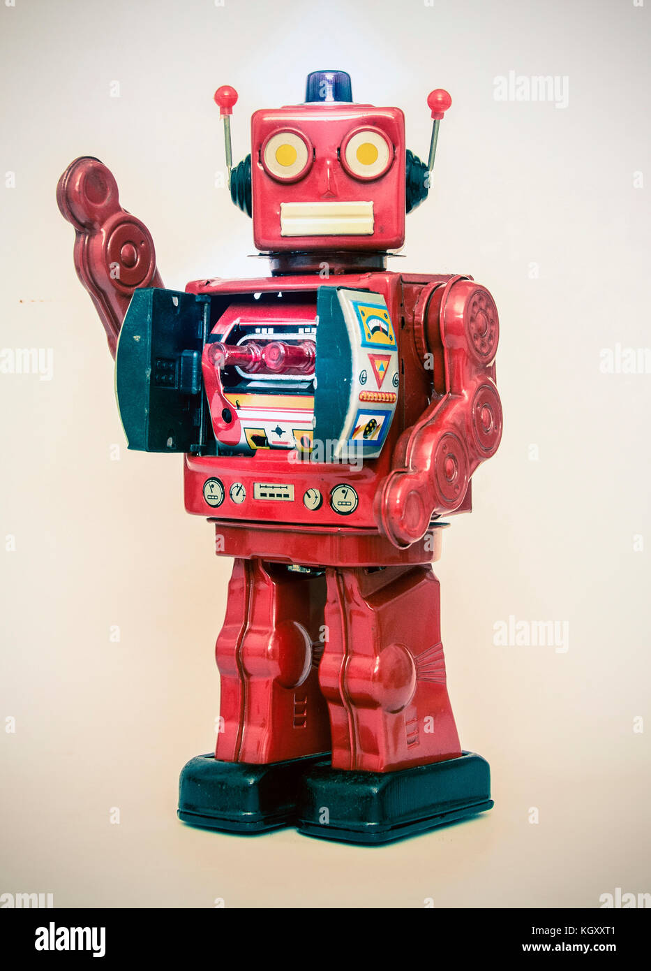 A large metalic robot toy standing Stock Photo - Alamy