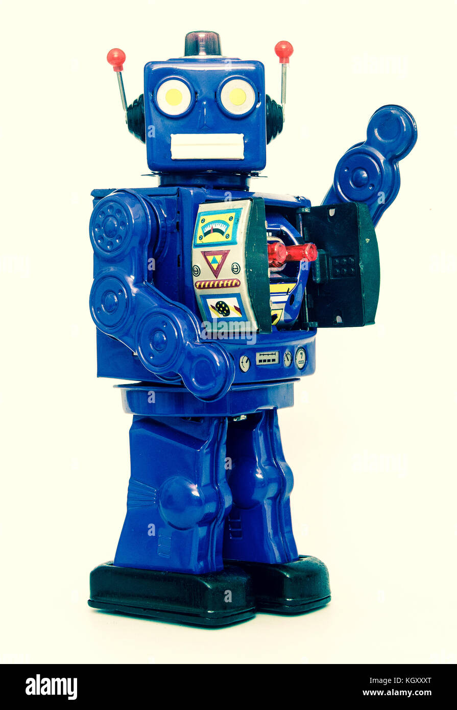 A large metalic robot toy standing Stock Photo - Alamy