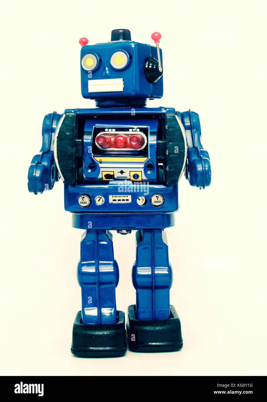 A large metalic robot toy standing Stock Photo - Alamy