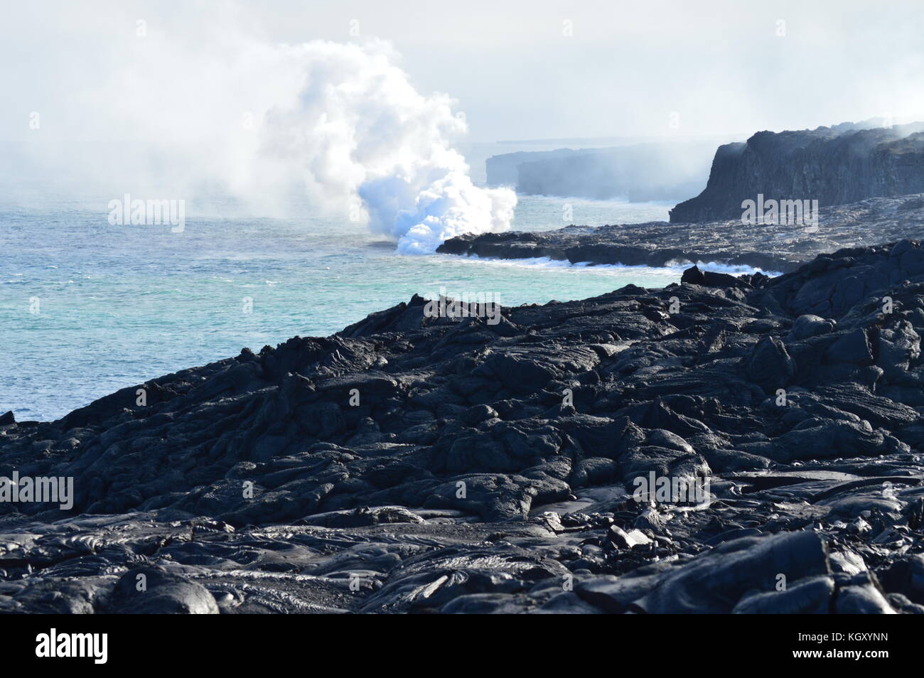 Lava Melting With The Sea. Big Island, Hawai, USA. EEUU Stock Photo - Alamy