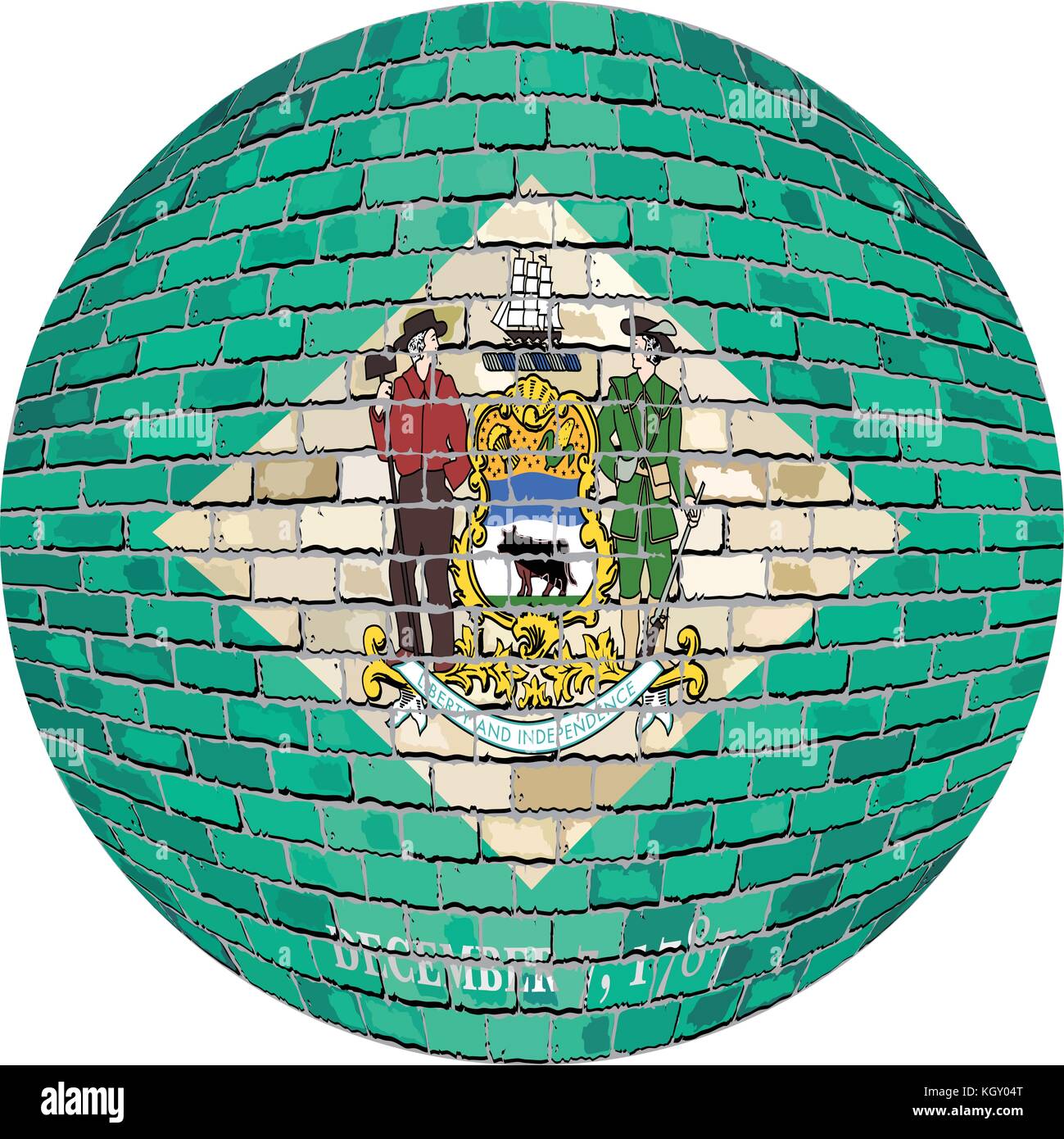 Ball with Delaware flag - Illustration, Delaware flag sphere in brick ...