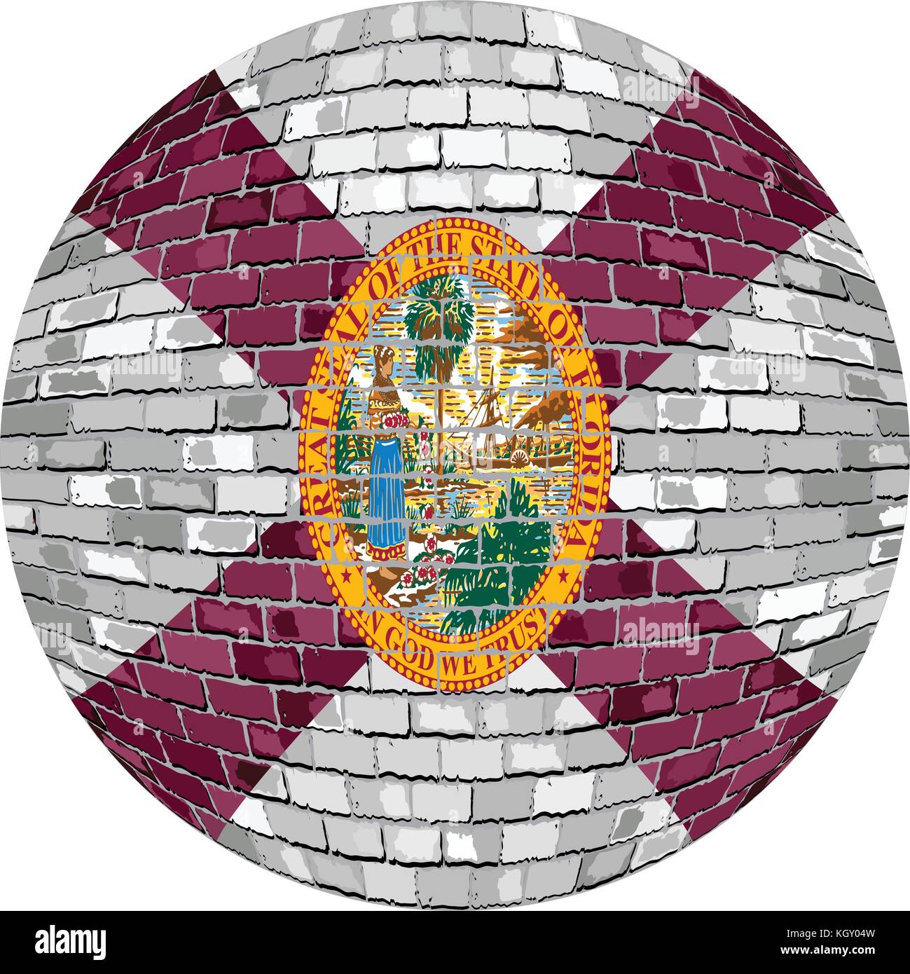 Ball with Florida flag - Illustration, Florida flag sphere in brick style, Abstract Grunge brick ...