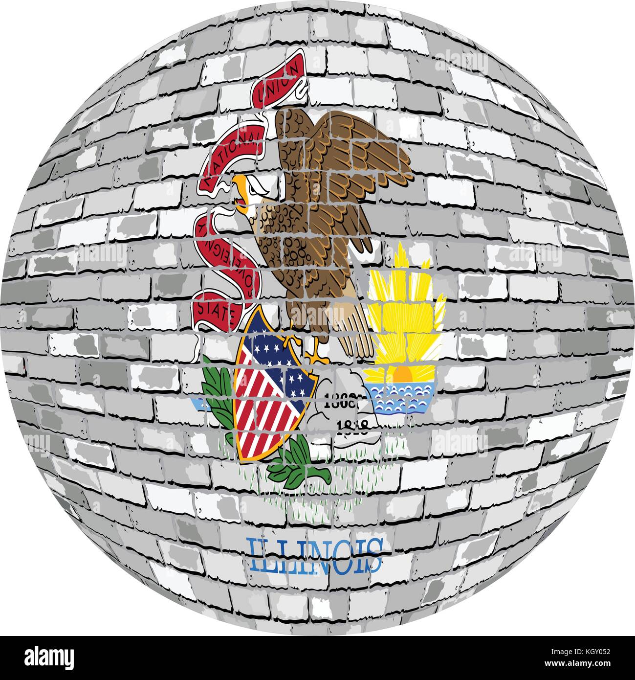 Ball with Illinois flag - Illustration, Illinois flag sphere in brick ...