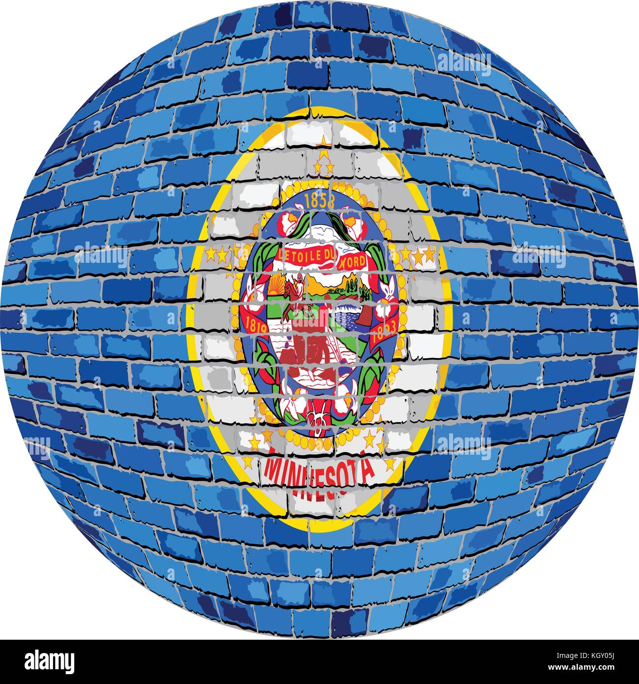 Ball with Minnesota flag - Illustration, Minnesota flag sphere in brick ...