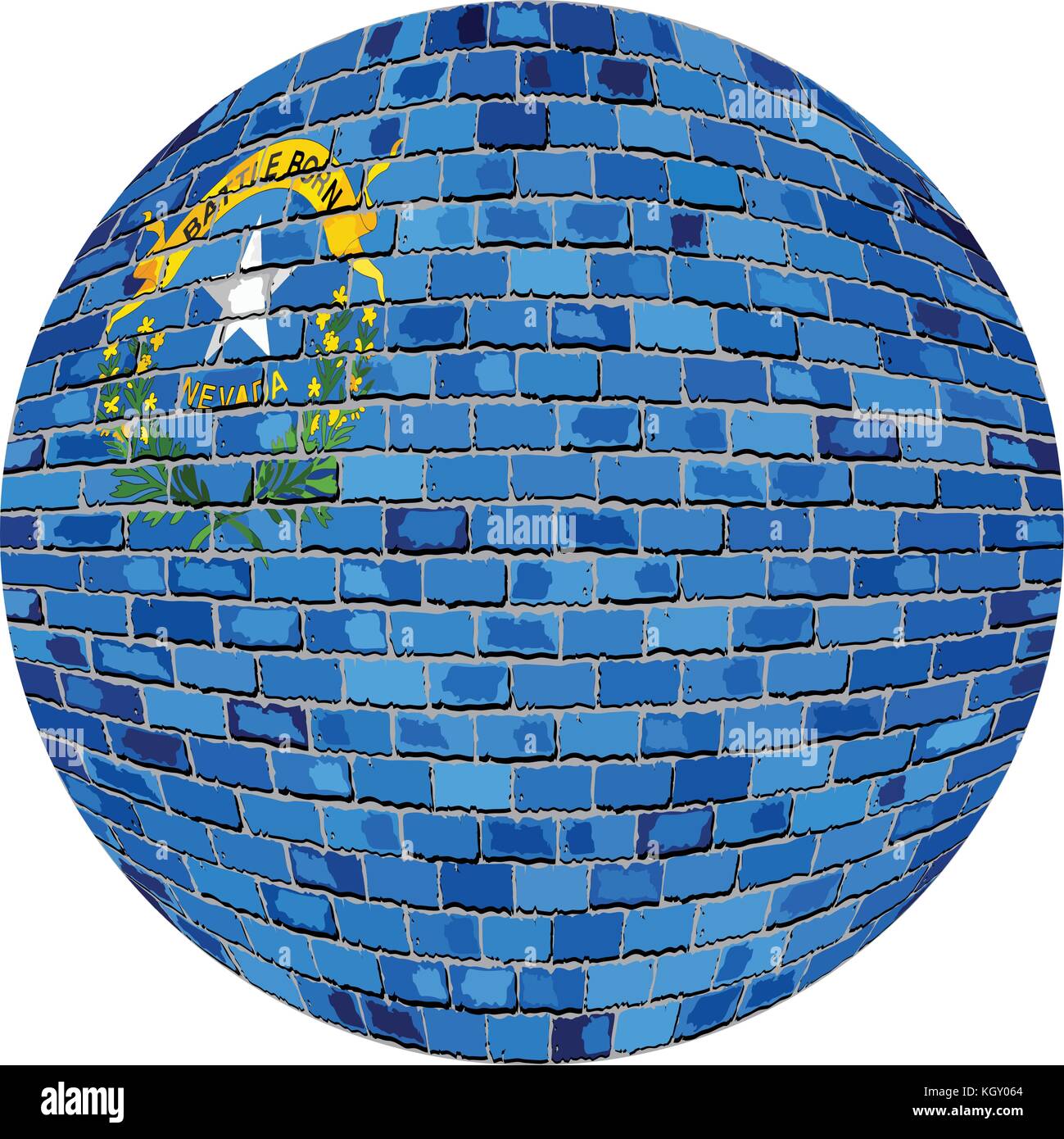 Ball with Nevada flag - Illustration, Nevada flag sphere in brick style ...