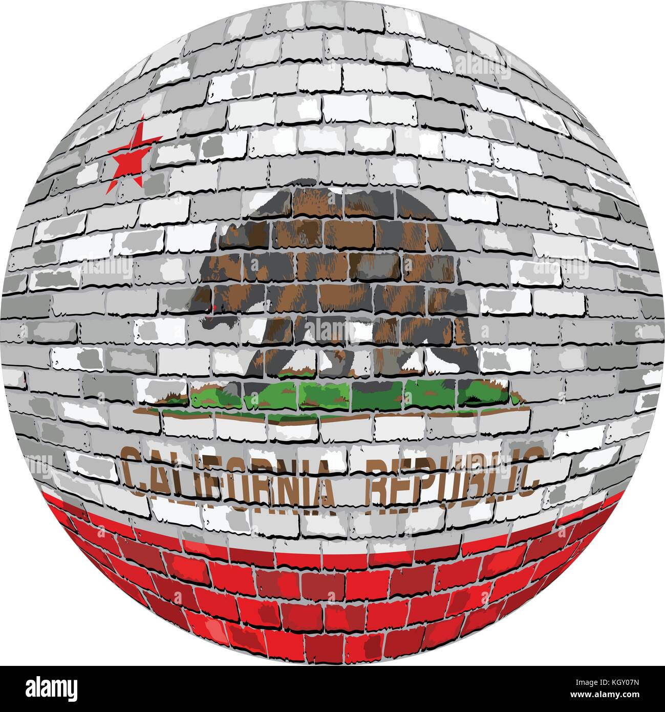 Ball with California flag - Illustration, California flag sphere in ...