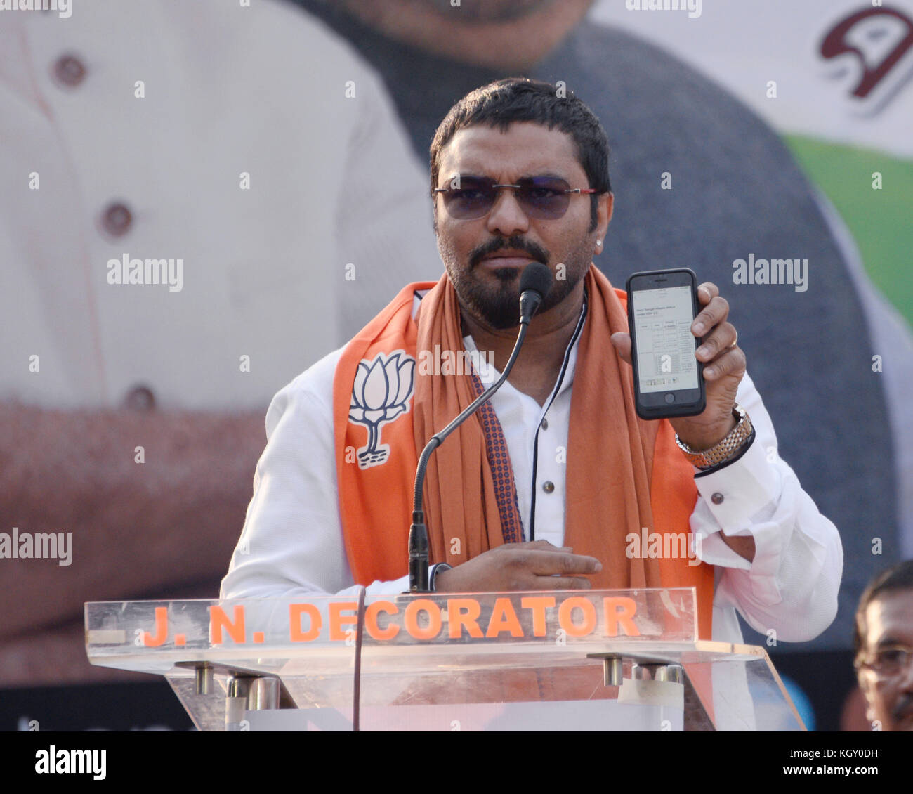 Babul Supriyo delivers his speech during the BJP protest rally in ...