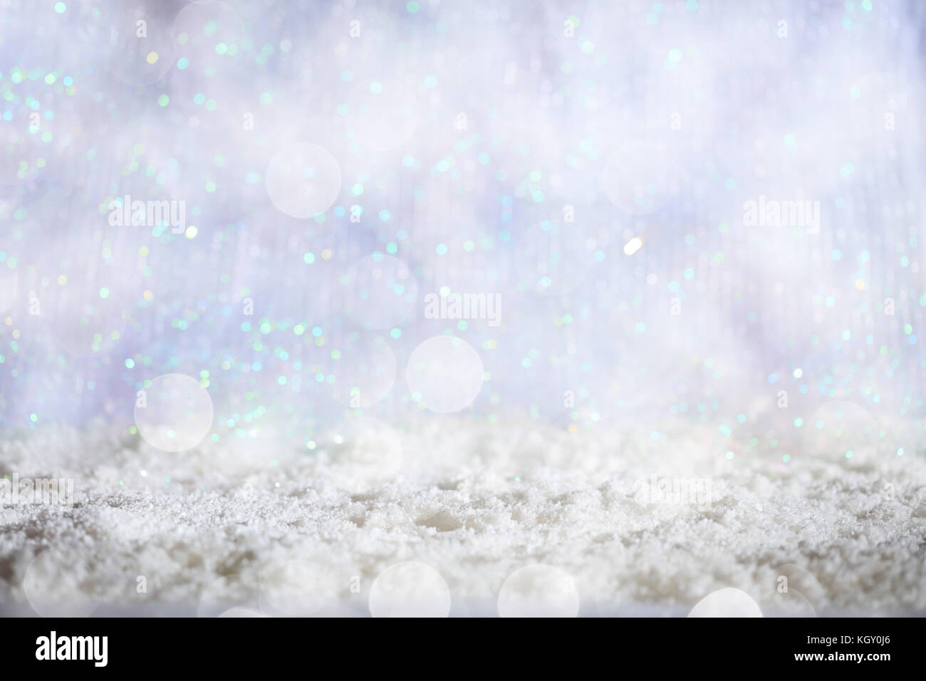 Abstract cold winter background with snow and defocused lights Stock ...