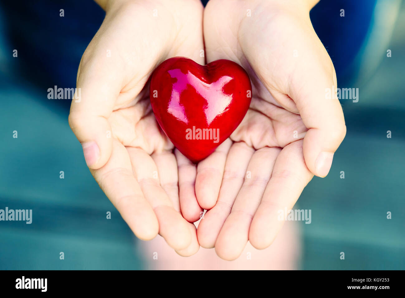 Female hands giving red heart - safety concept Stock Photo - Alamy