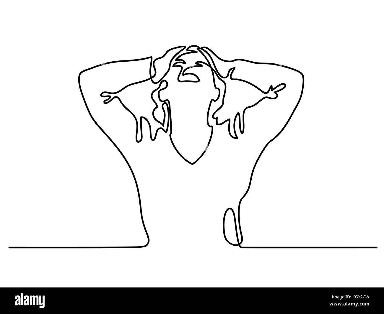 Continuous line drawing. Woman screaming in despair. Vector ...