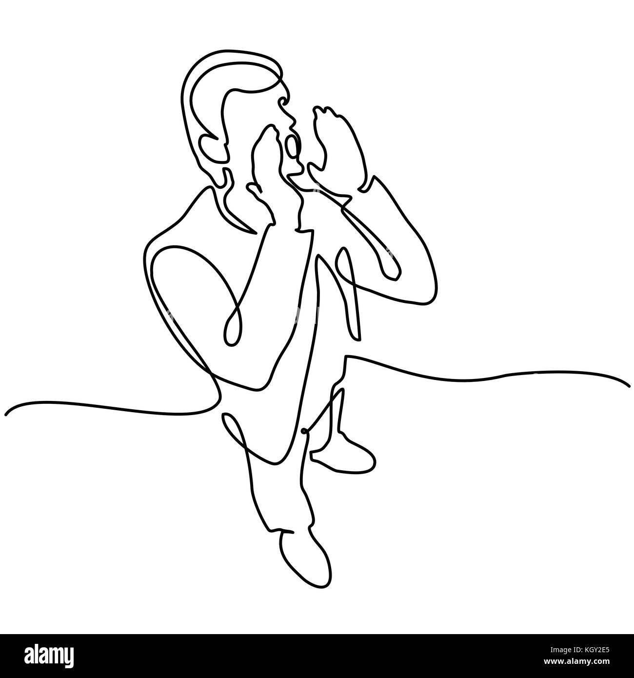 Continuous line drawing anger Black and White Stock Photos & Images - Alamy