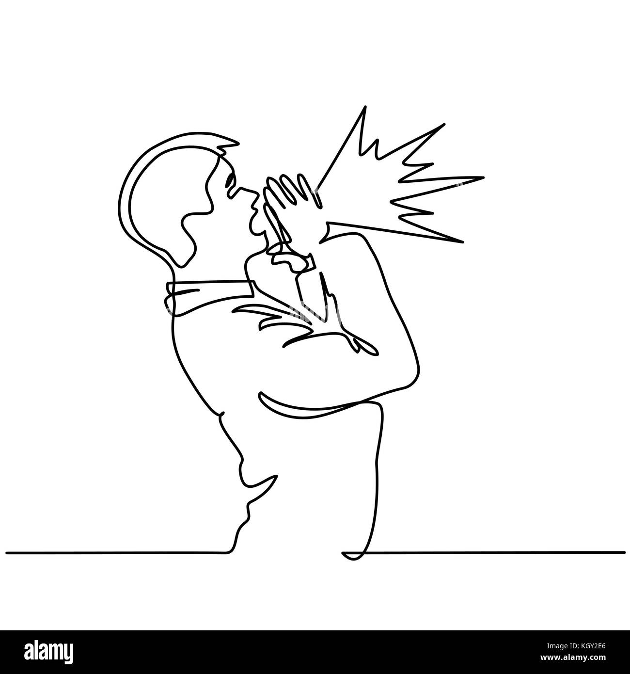 Continuous line drawing anger Cut Out Stock Images & Pictures - Alamy