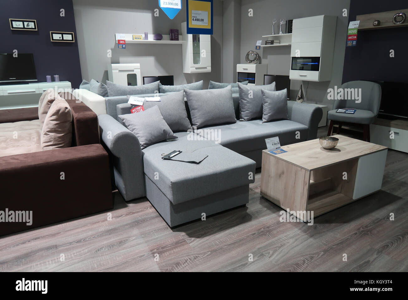 Furniture on display in store Stock Photo - Alamy
