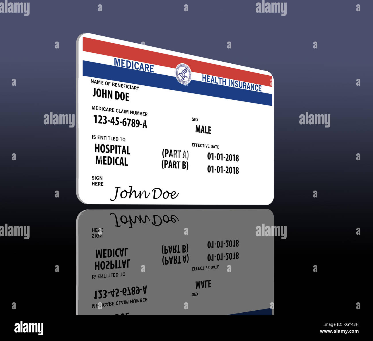 Medicare health insurance card. This is a John Doe mock Medicare card ...
