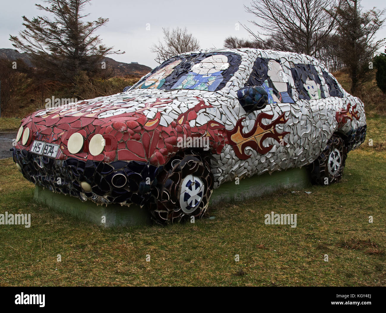 Tiled car outside pottery Stock Photo - Alamy
