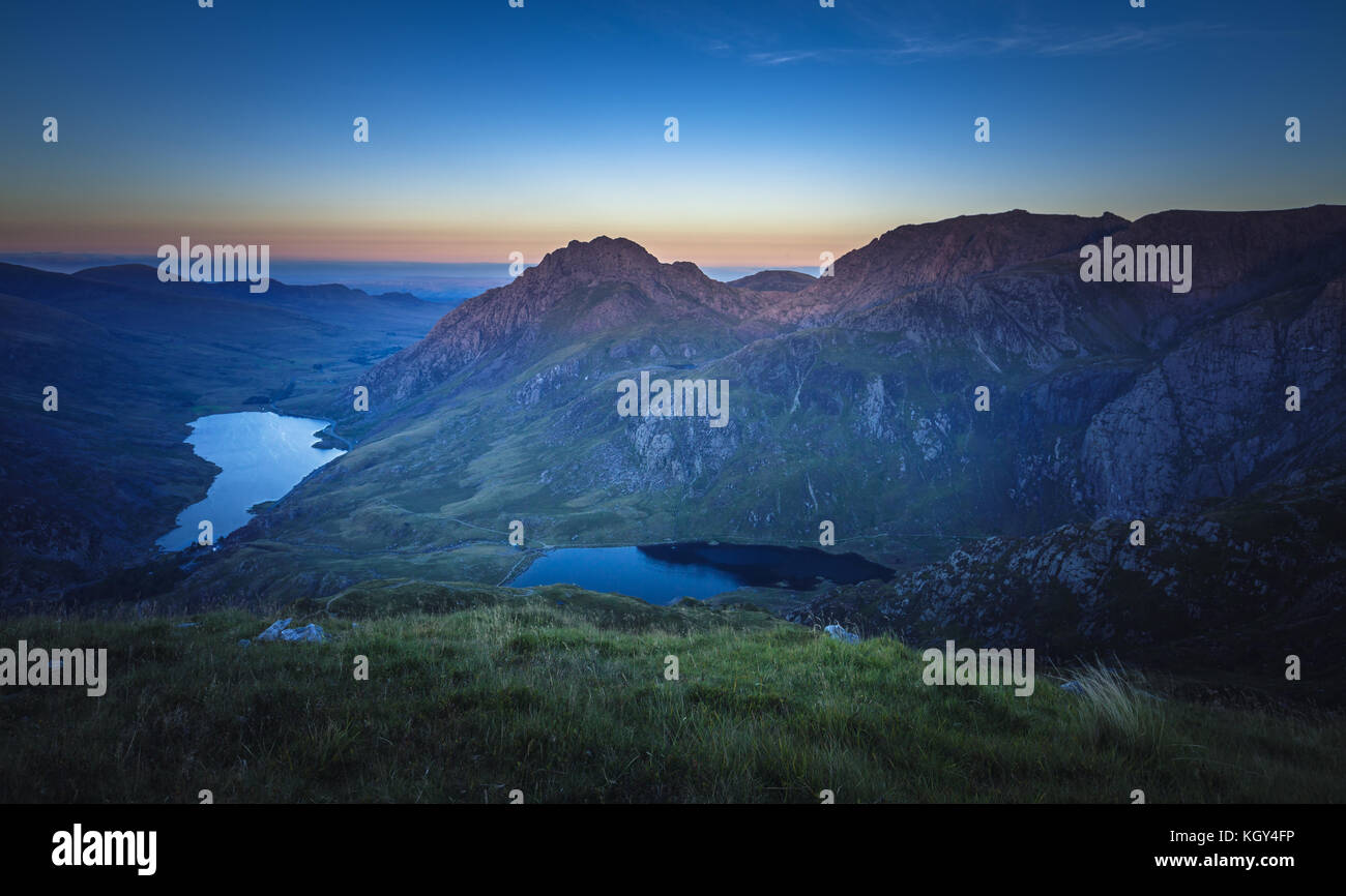 Aerial View of Two Popular Lakes of Snowdonia in Wales, UK Stock Photo ...