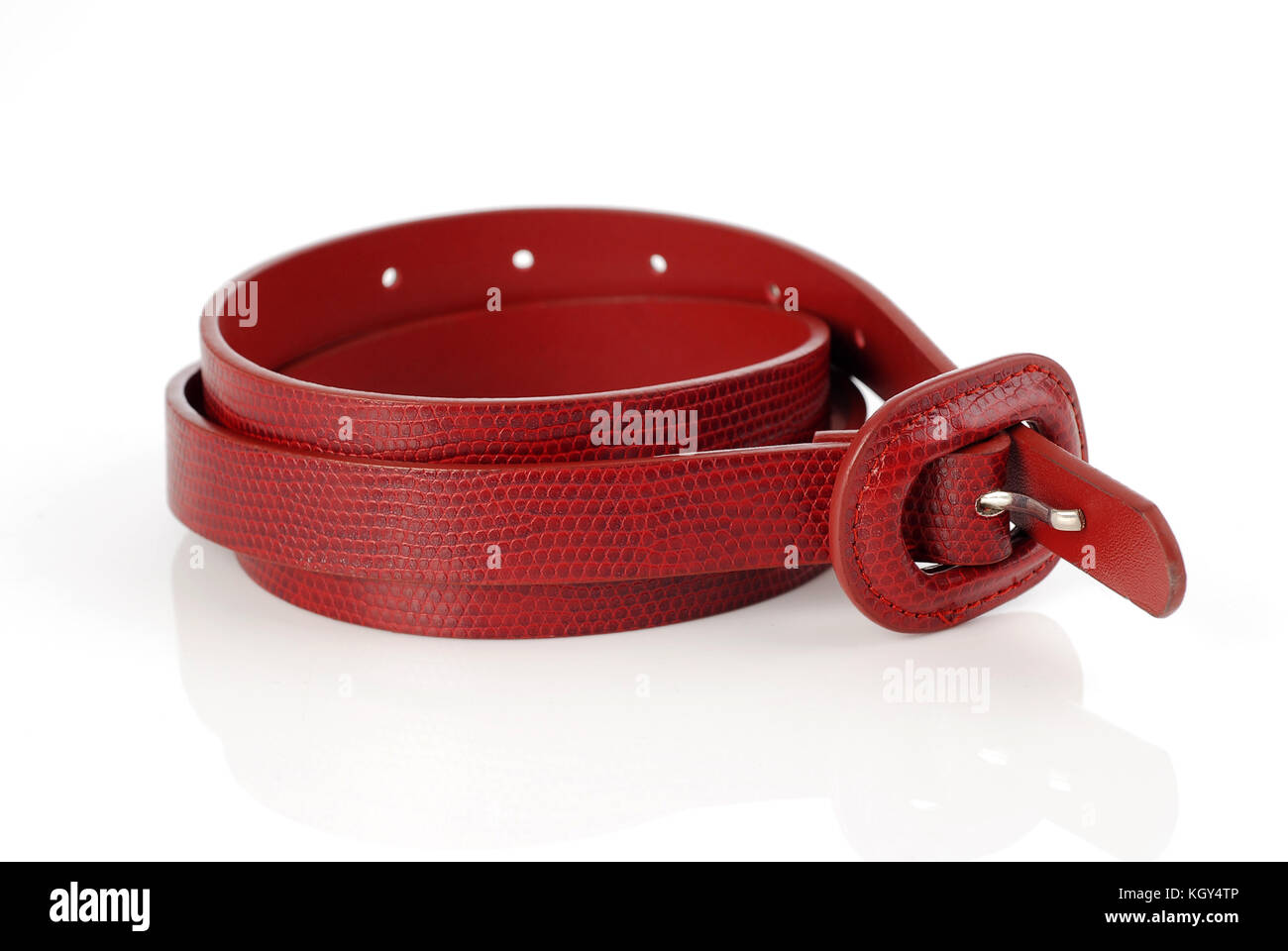 Female red belt on a white background Stock Photo - Alamy