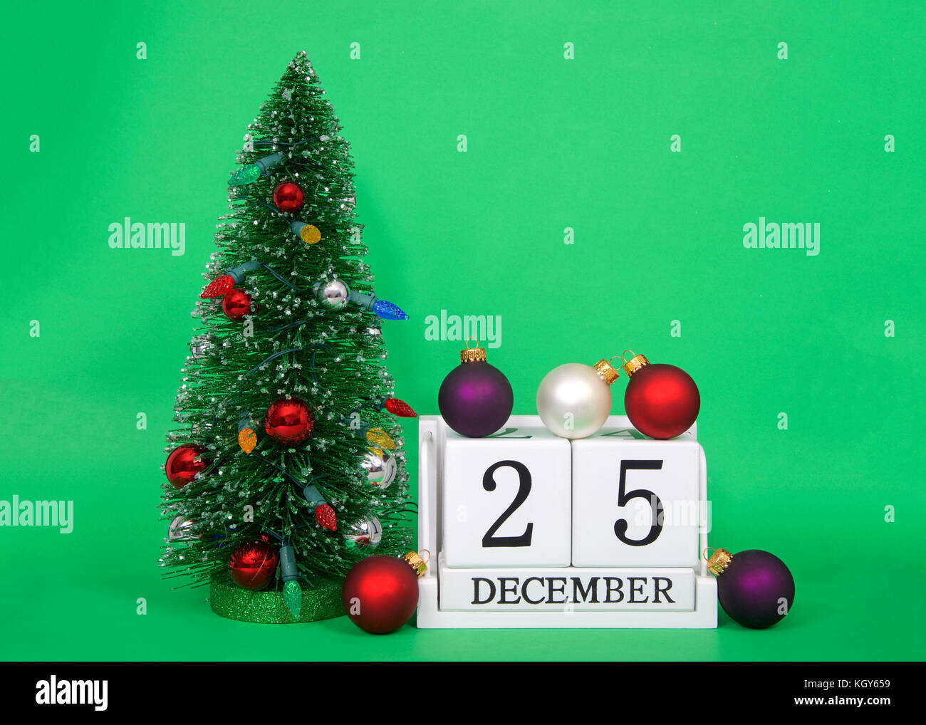 Wood blocks showing calendar date December 25th, Christmas, sitting on ...