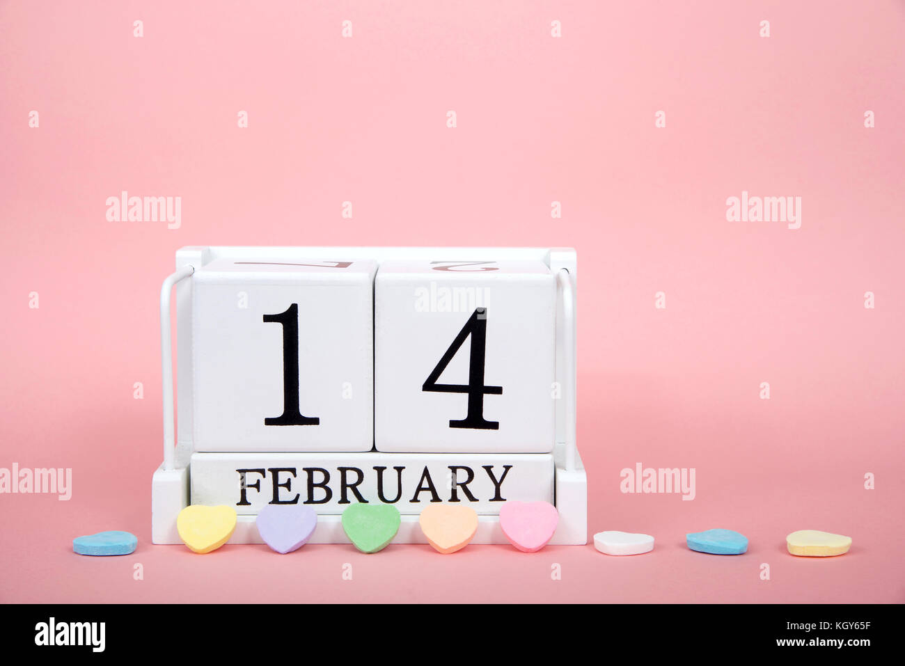 Wood block showing calendar date February 14th, Valentines Day, sitting ...