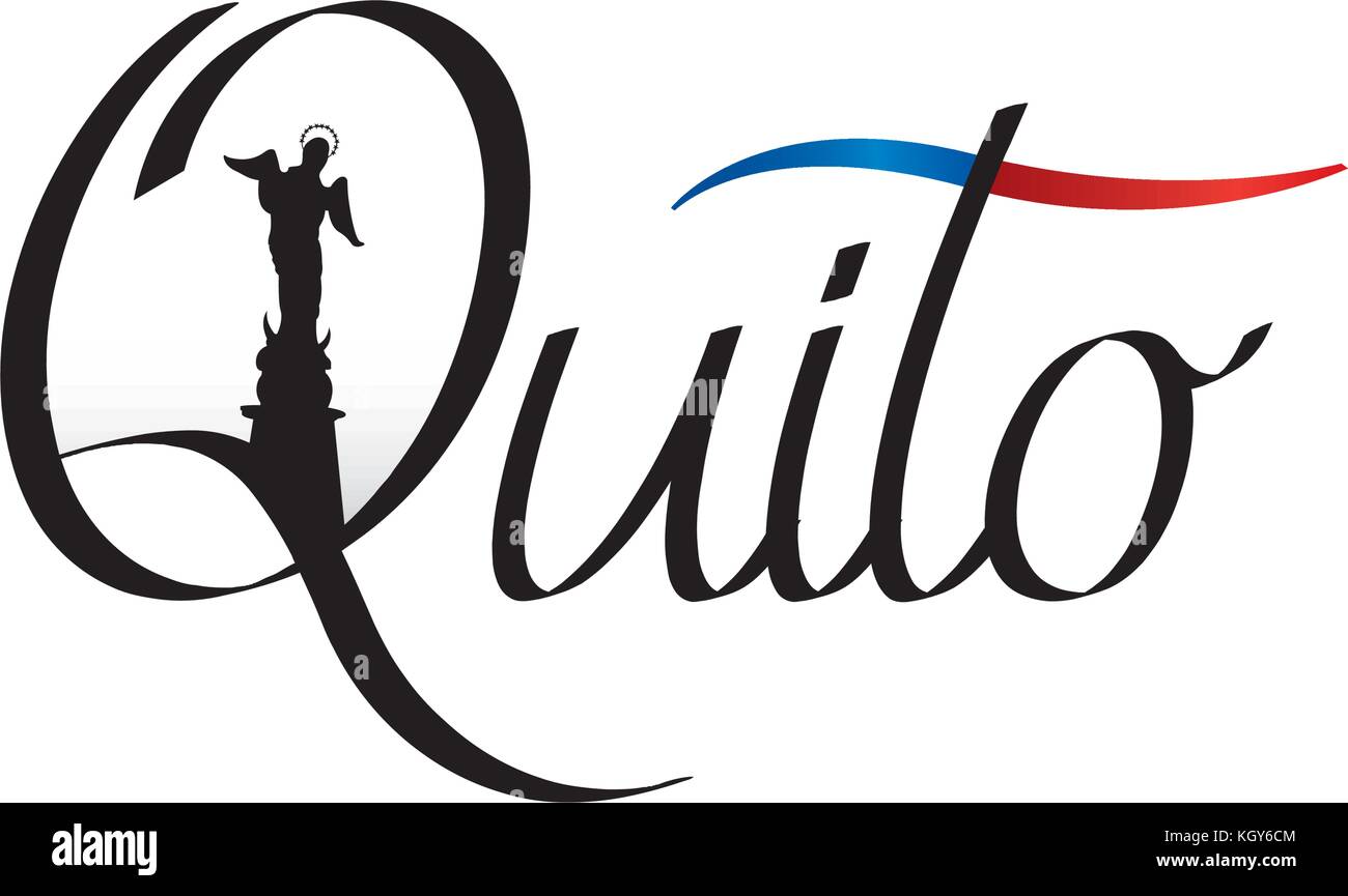 Design of the city of QUITO with blue and red flag. Quito is the ...