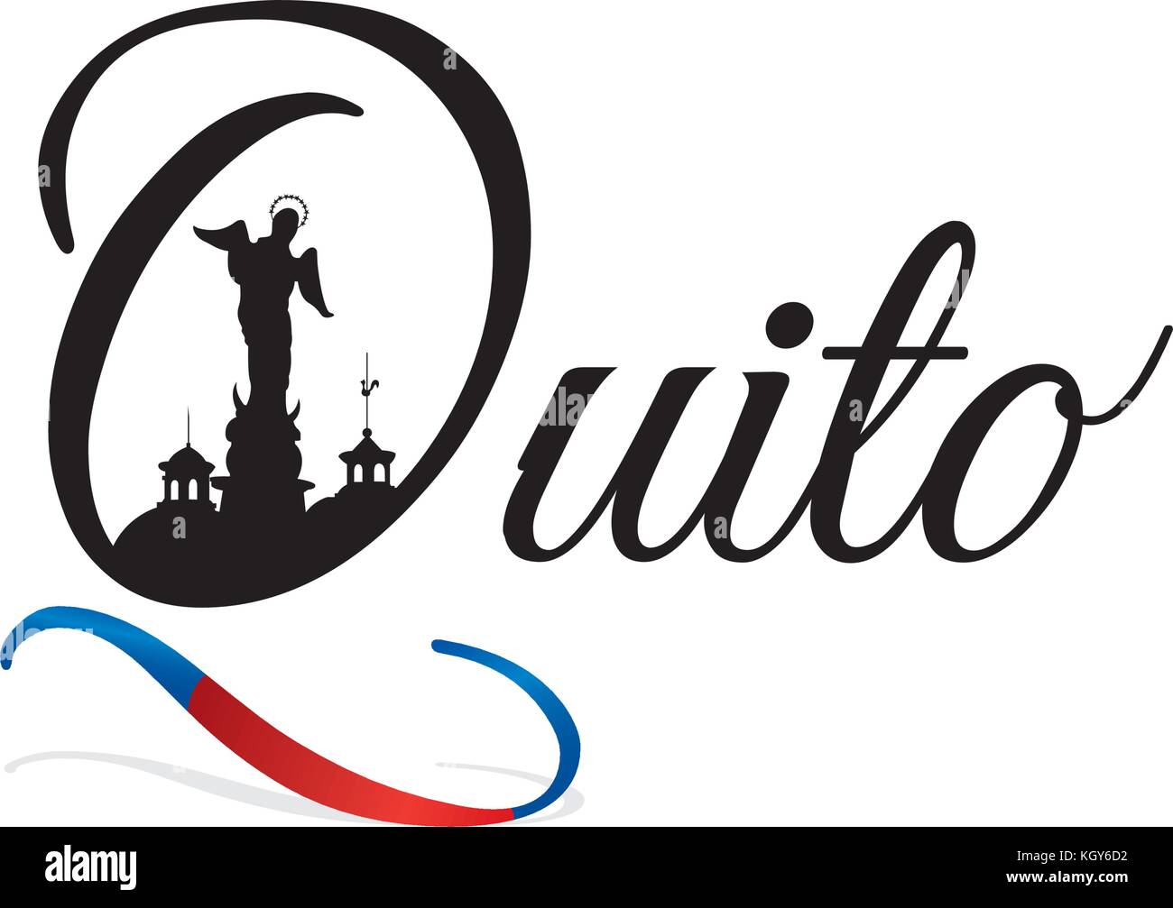 Design of the city of QUITO with blue and red flag. Quito is the ...