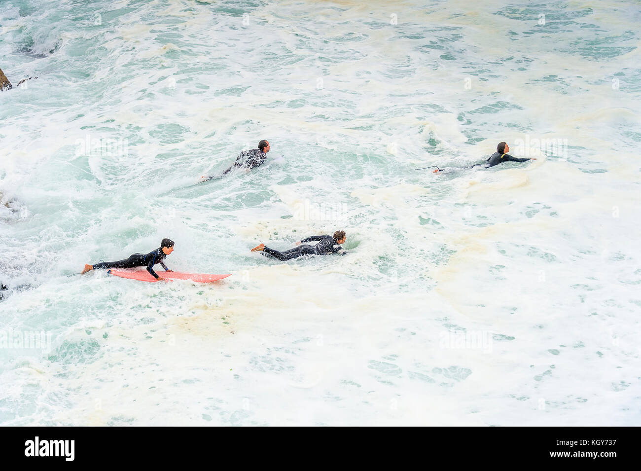Four surfers paddle out in dangerous surf conditions at Bronte Beach in ...