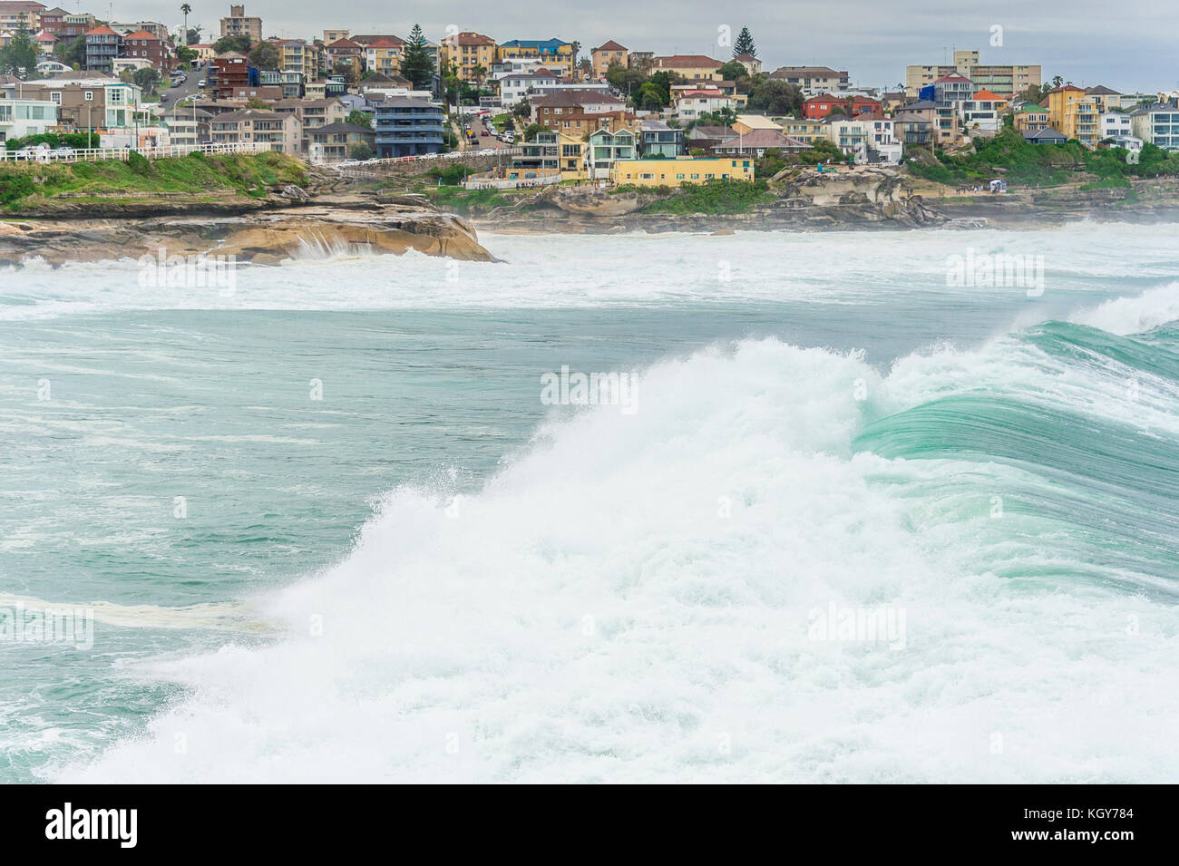 Dangerous surf conditions at Bronte Beach in Sydney, NSW, Australia ...