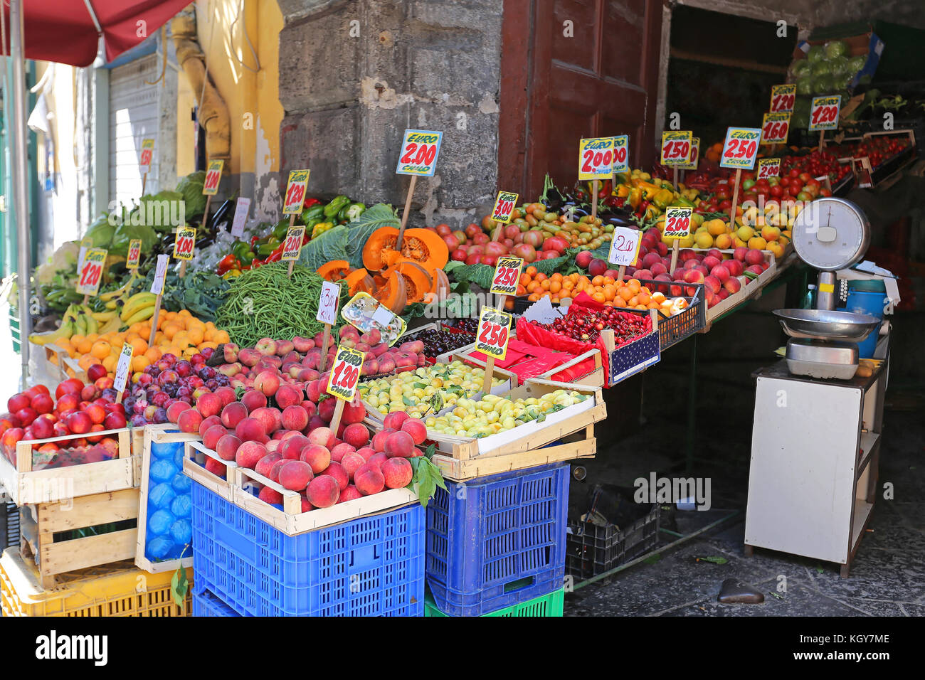 Fruits and Vegetables at Corner Shop in Naples Stock Photo - Alamy
