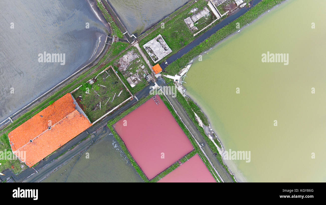 Aerial view of Salt natural mine Stock Photo - Alamy