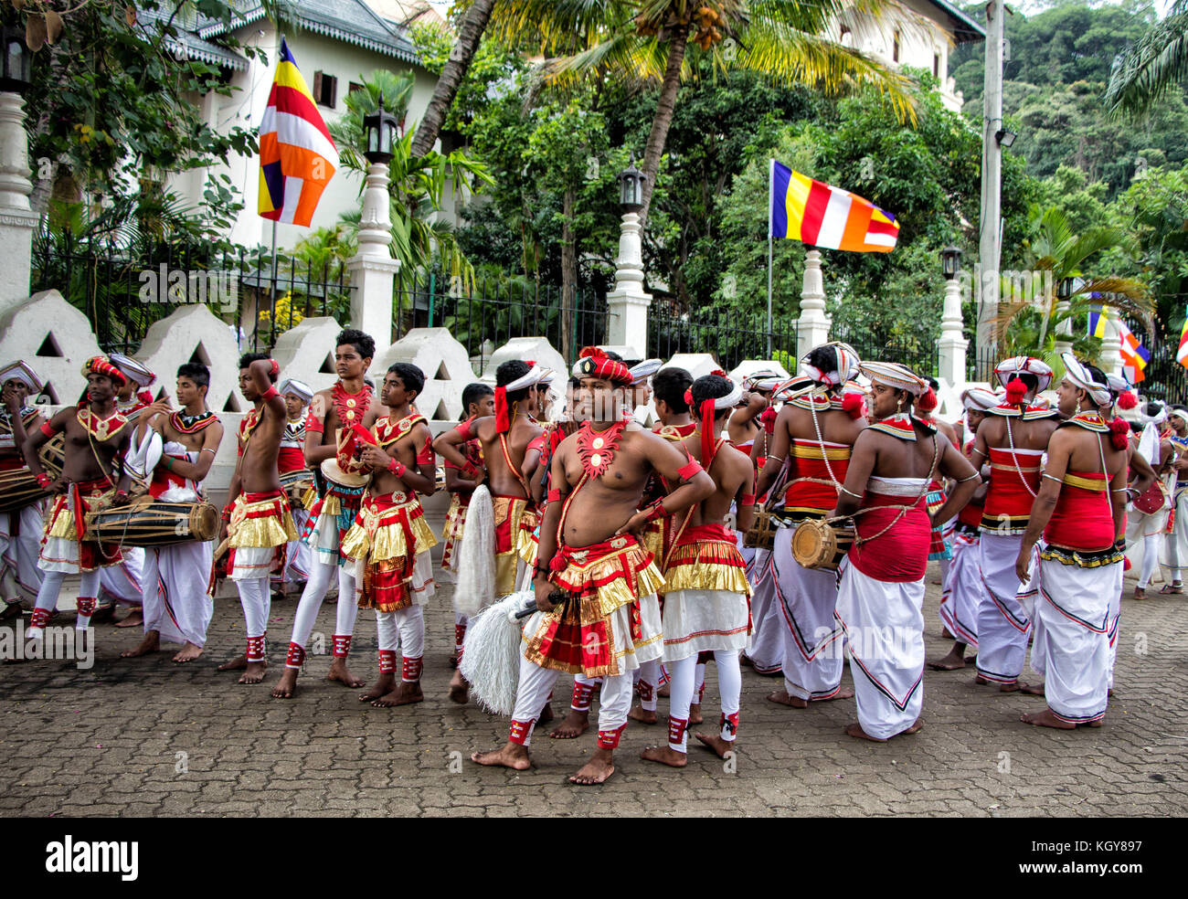 Group of performers at the Esala Perahera festival in Kandy, Sri Lanka ...