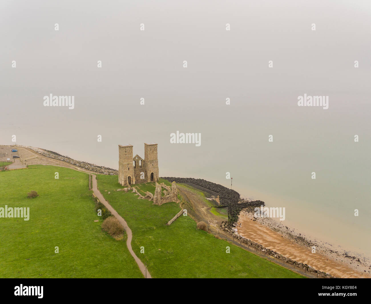 Reculver towers drone hi-res stock photography and images - Alamy