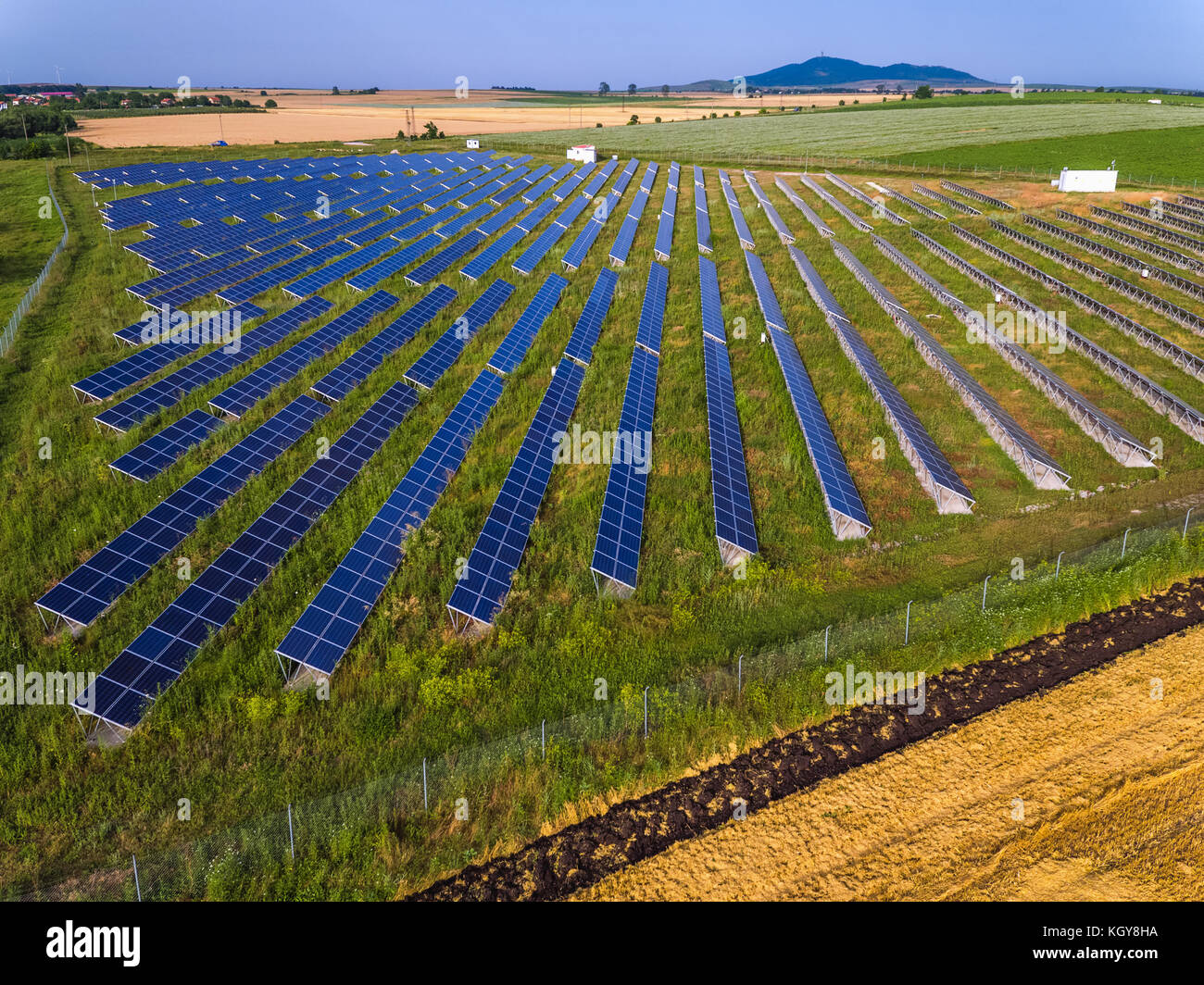 Power plant using renewable solar energy with sun Stock Photo - Alamy