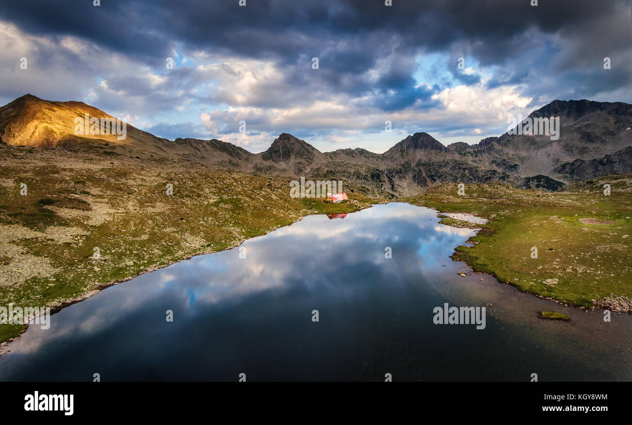 Aerial view of Kamenitsa Peak And Tevno lake, Pirin Mountain in ...