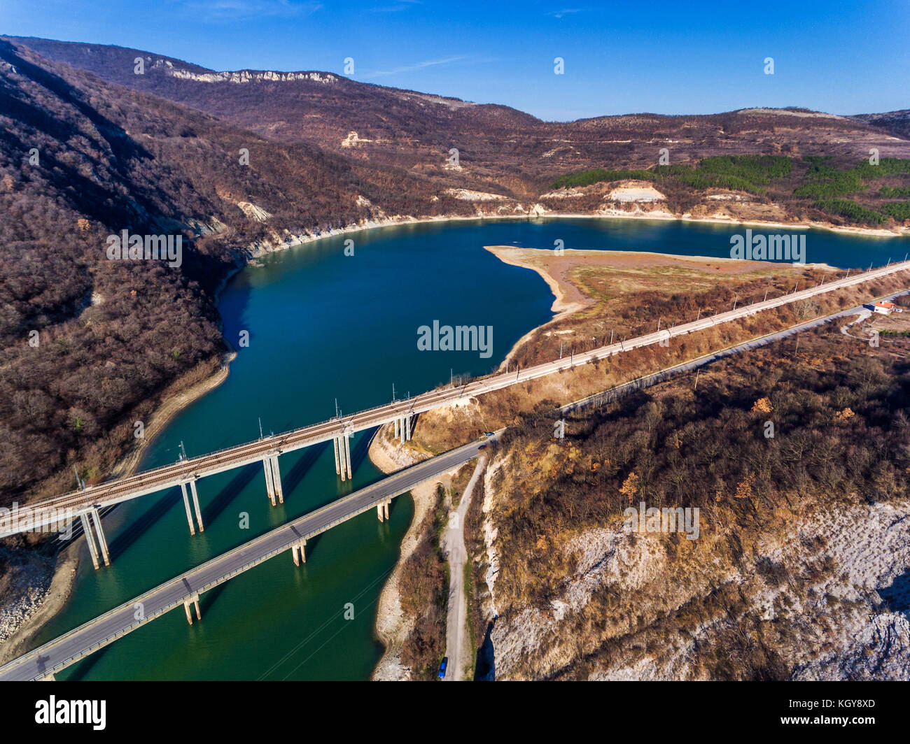 Aerial view winding bridge hi-res stock photography and images - Alamy
