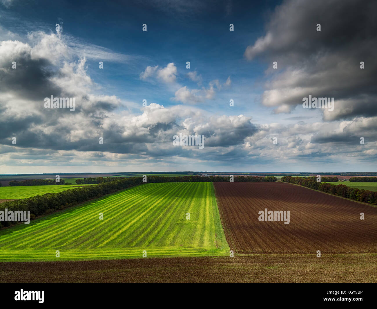 Aerial view over the agricultural fields Stock Photo - Alamy
