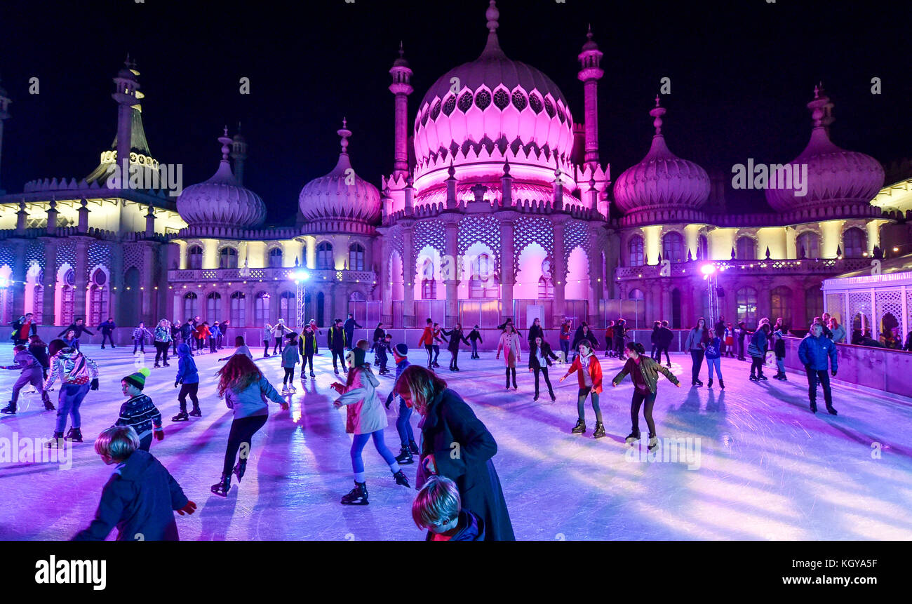 The Royal Pavilion Pop Up Ice Rink in Brighton 2017 UK Stock Photo - Alamy